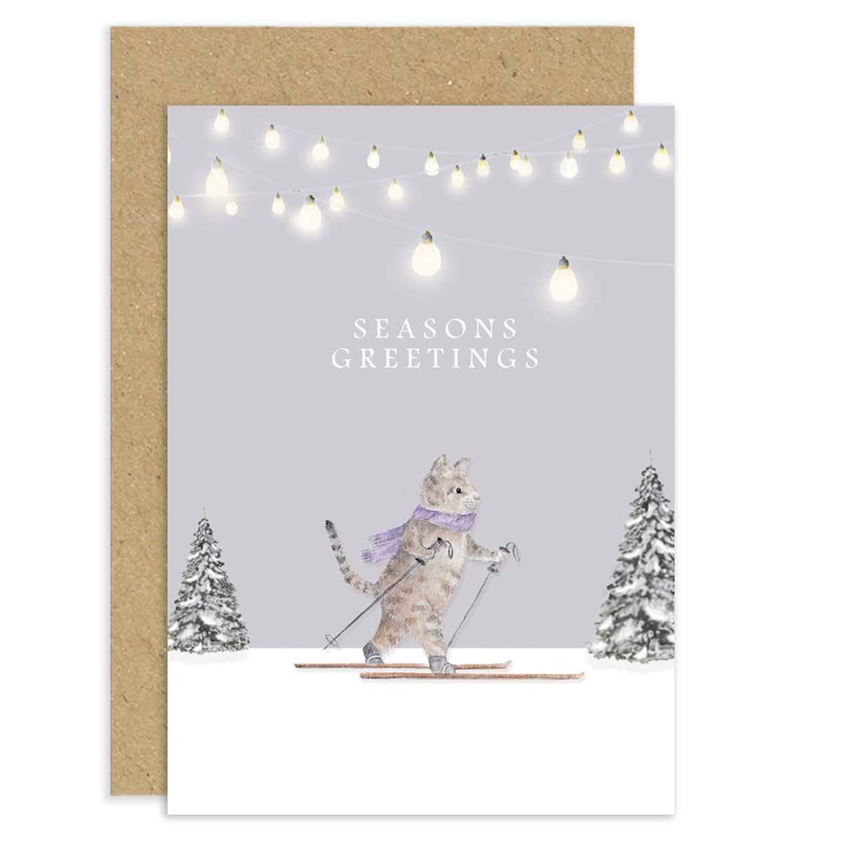 Cross Country Cat Christmas Card – Little Roglets